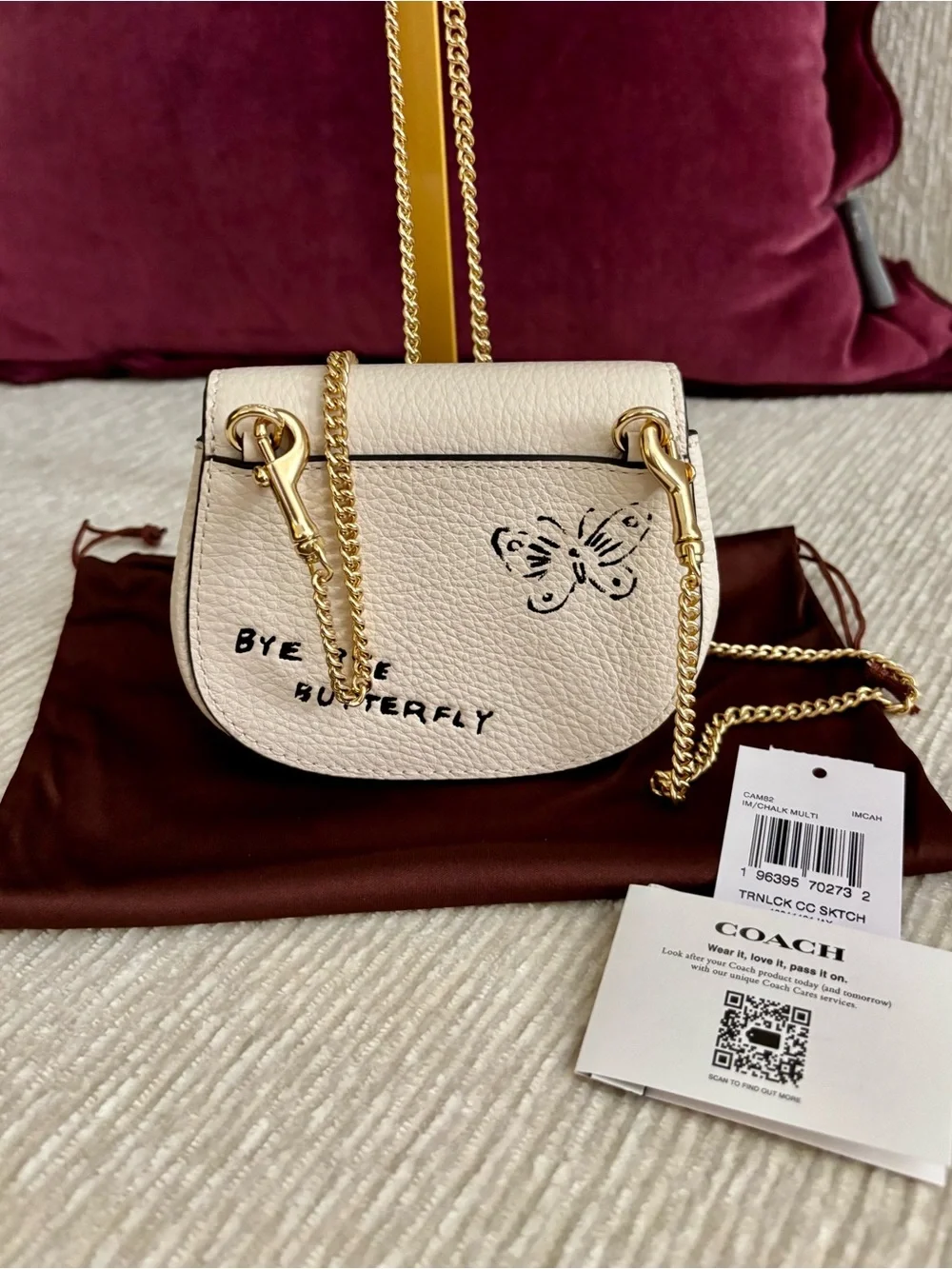 Coach | Bags | Nwt Coach Cam82 Chalk Multi Butterfly Sketch Turnlock ...
